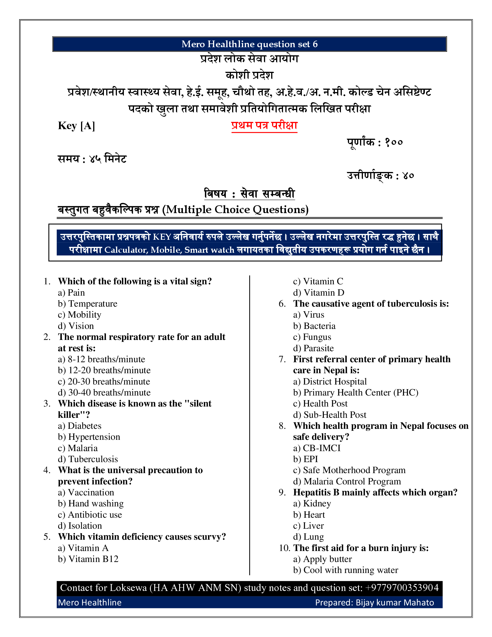 ANM Loksewa Model Set - Mero Healthline